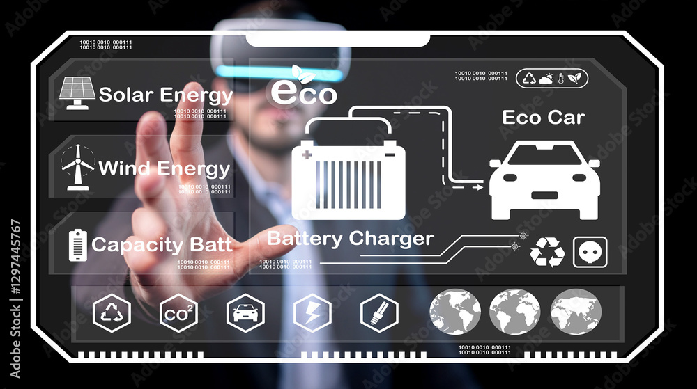 Innovative Technology Interface Showcasing Renewable Energy Sources and ...