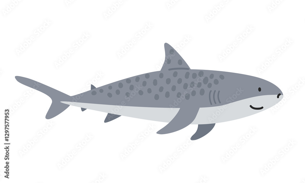 Tiger shark cartoon clipart. Cute tiger shark (Galeocerdo cuvier ...