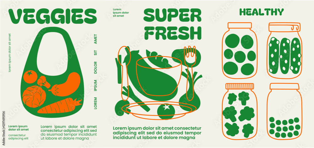 Vegetable poster design with fresh produce illustrations. Stock Vector ...