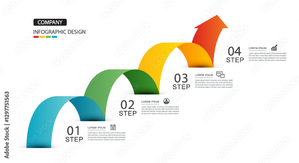 Infographics arrow symbol timeline business steps to success. Stock ...