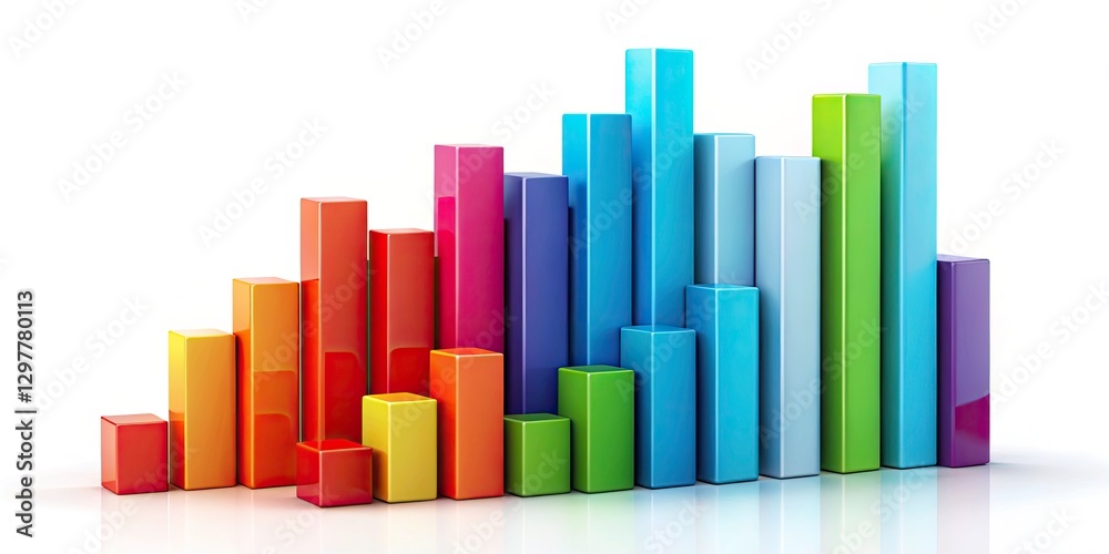 3D Bar Chart Silhouette: Data Visualization, Business Charts, Cylinder ...