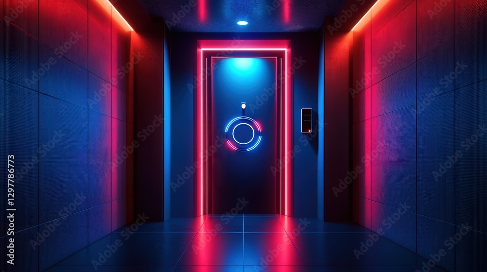 high-tech biometric security door with AI facial recognition, voice ...