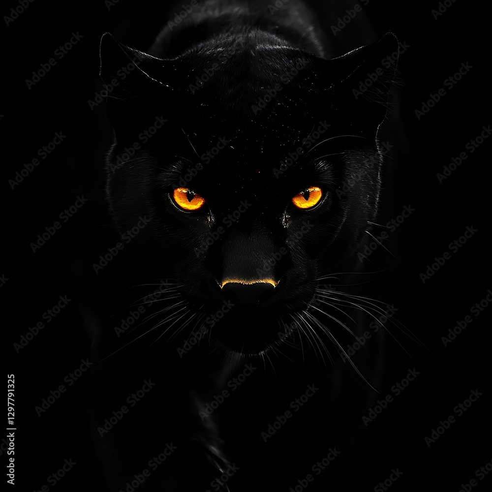 Black Panther Stalking Darkness Night Stock Illustration | Adobe Stock