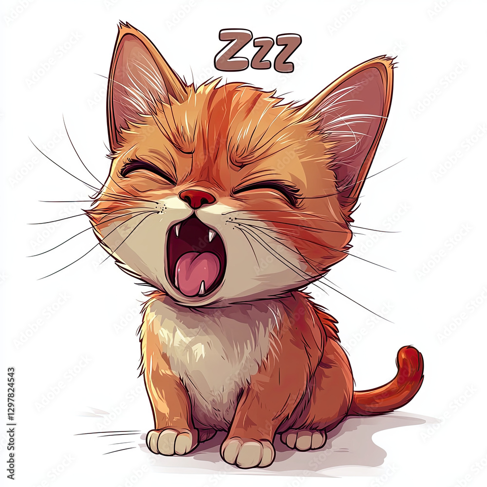 Yawning chibi cat emoji with tiny Zzz floating above, expressing ...