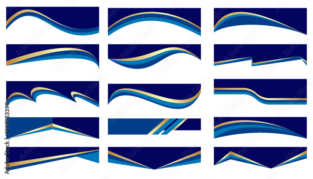 Abstract border shapes for banner design. Vector header with golden ...