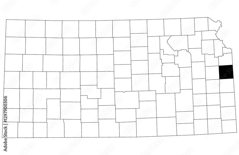 Map of Miami County in Kansas state on white background. single County ...