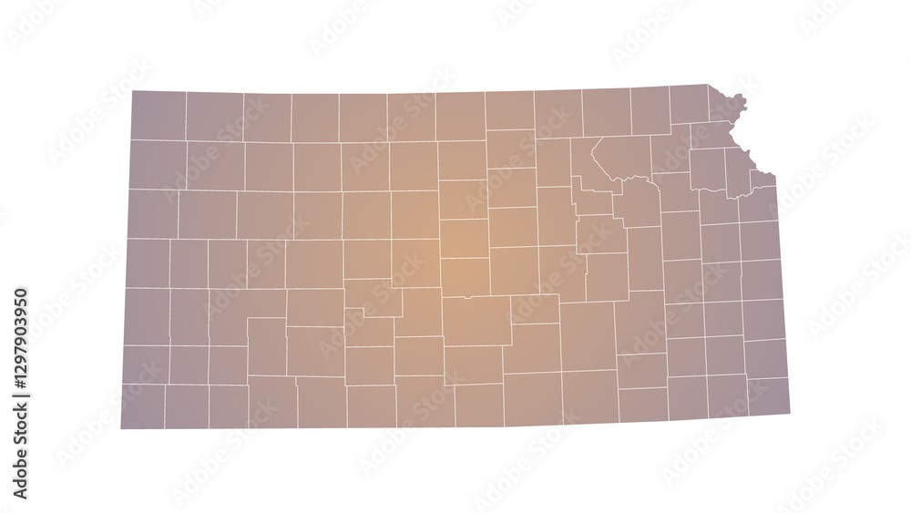 Stock-Illustration „Kansas administrative map. counties map of Kansas ...