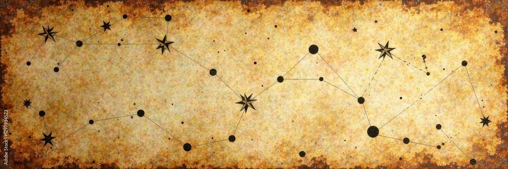 Classic illustration of a retro constellations pattern on aged paper ...