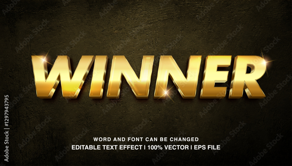 winner gold editable text effect Stock Vector | Adobe Stock
