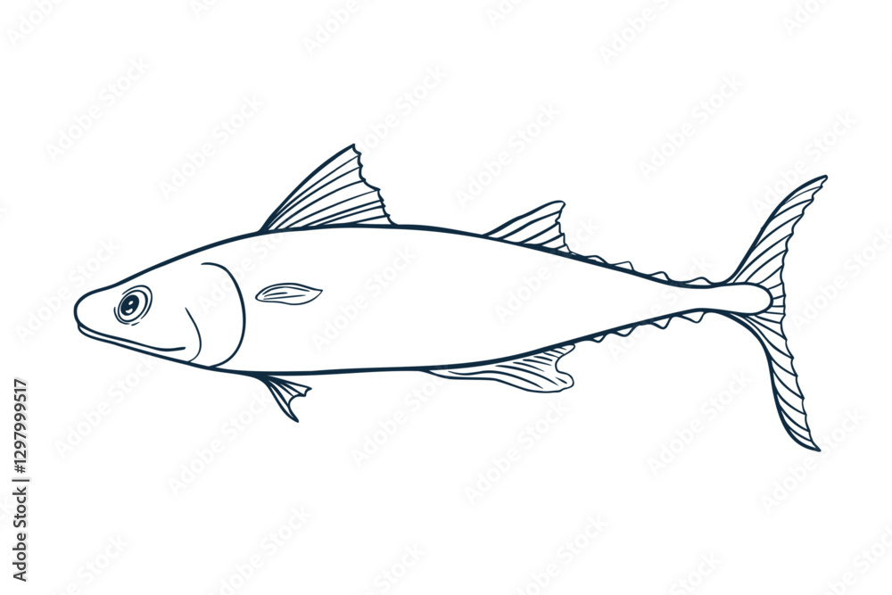 Стоковое векторное изображение «Mackerel black white vector ...