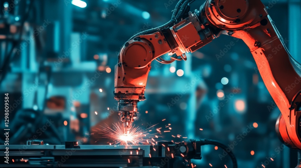 AI-controlled mechanical robotic system performing complex automated ...