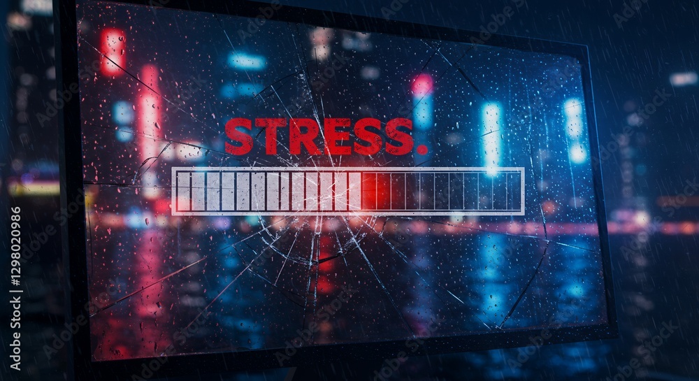 Stress Overload: A Broken Screen Reflects the Pressure of Modern City ...