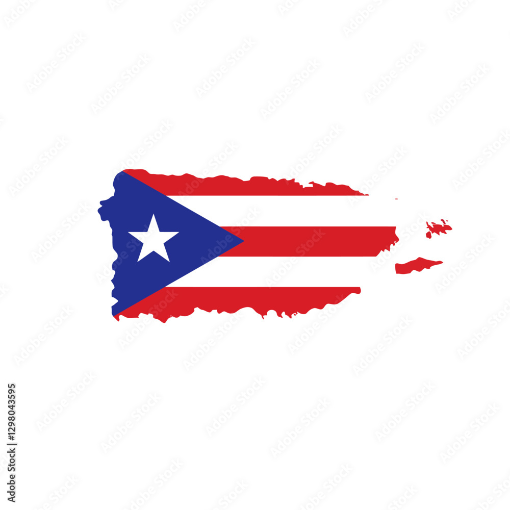 Silhouette vector illustration of the Puerto Rico flag (Stars and ...