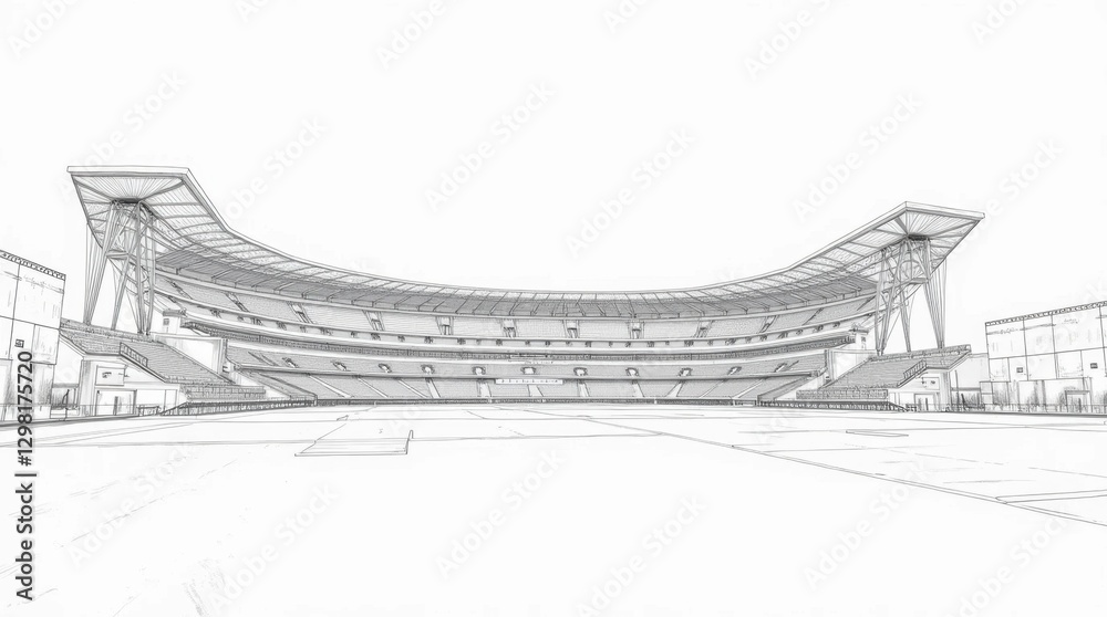 Fine Line Drawing of Santiago Bernabéu Stadium Stock Illustration ...
