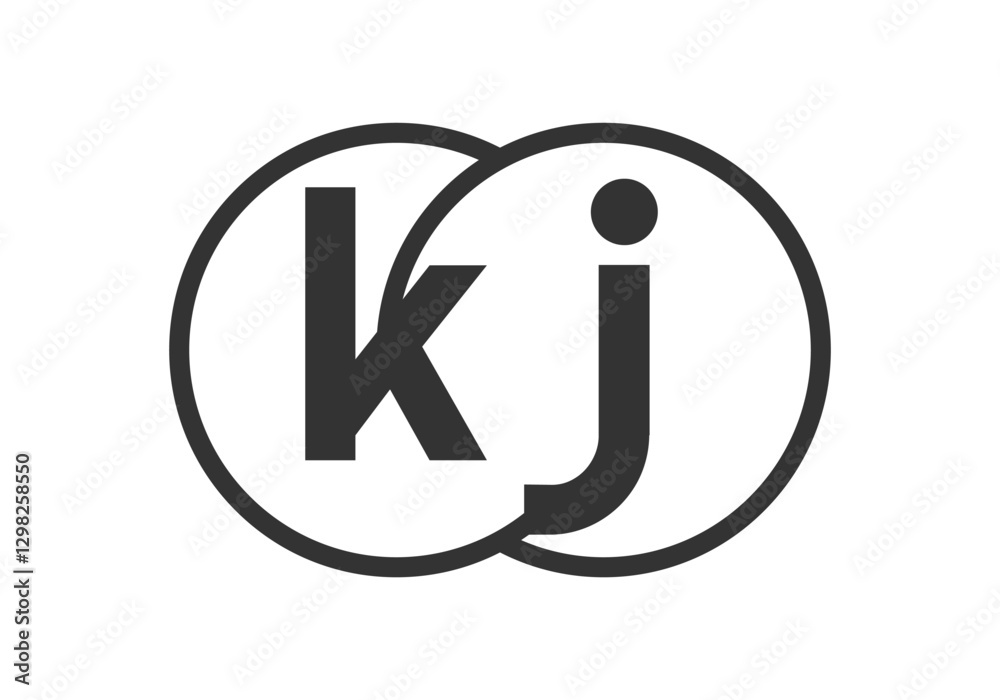 Vector de Stock KJ business company emblem with outline rounds and ...