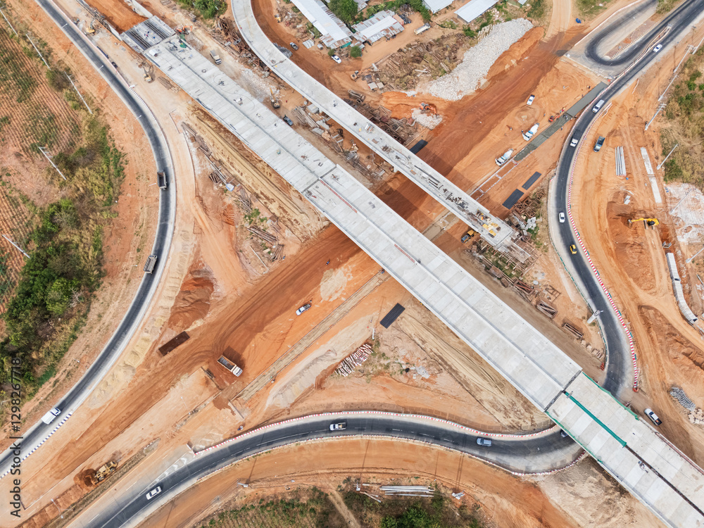 The construction site before the construction of the concrete bridge ...