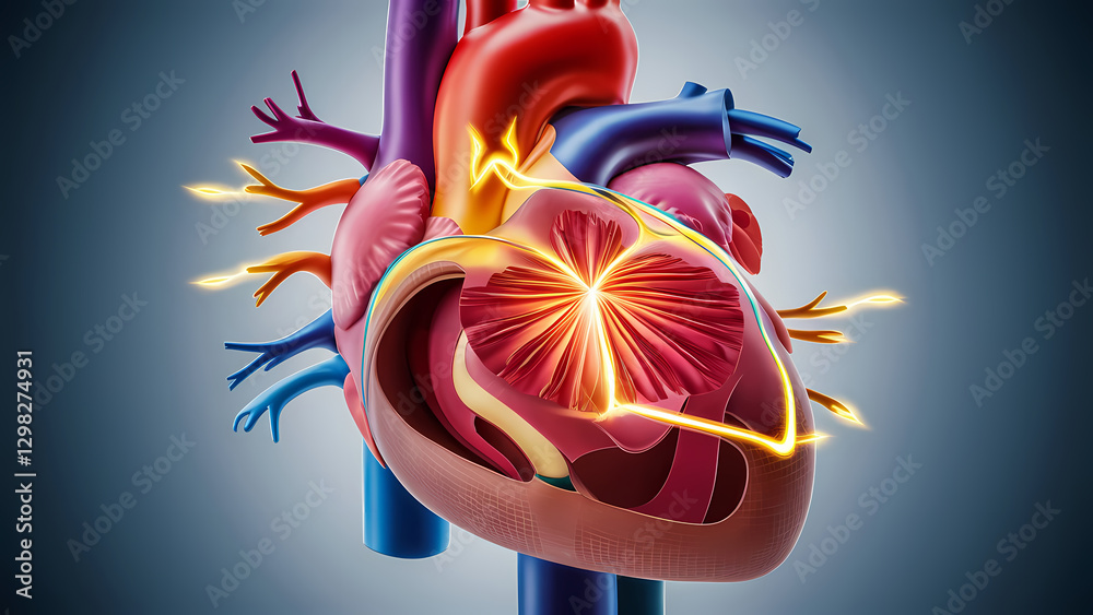 Stock-Foto „3D Anatomical Model of the Human Heart Illustrate the ...