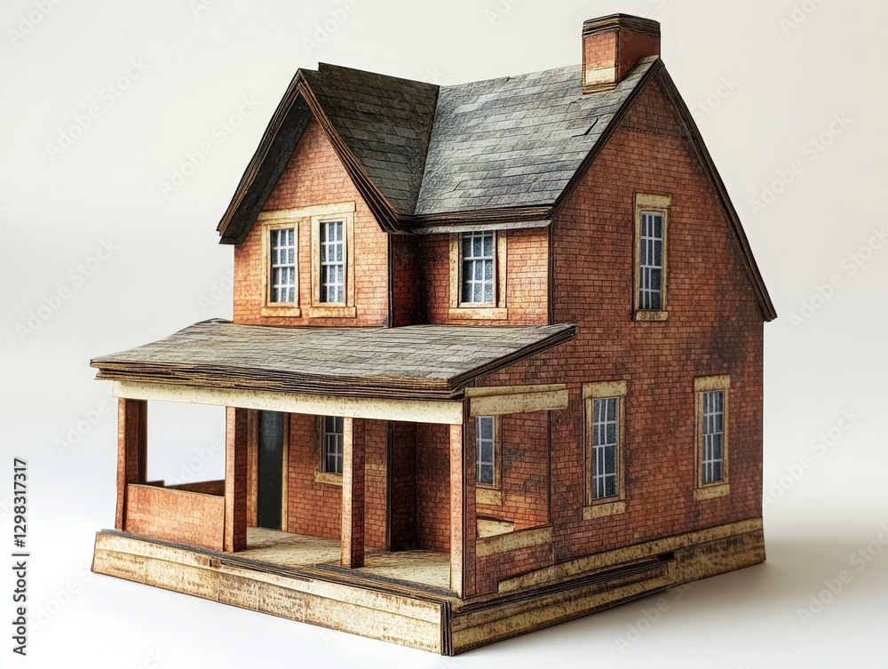 Detailed Papercraft Model of a Vintage Two-Story House Stock Photo ...