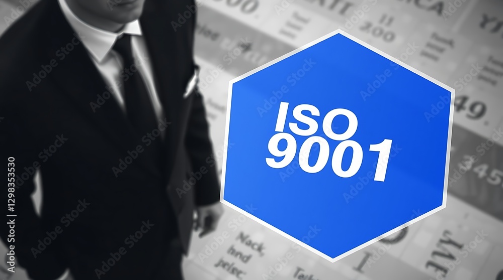 ISO 9001 Certified Badge and Quality Management System Concept for ...
