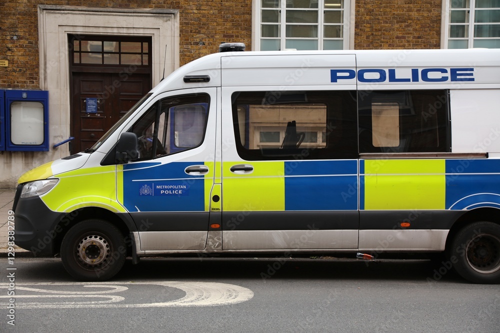 LONDON, UK - JULY 8, 2024: British Police van parked in London ...
