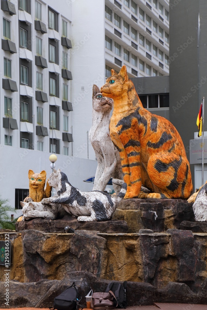 KUCHING, MALAYSIA - MARCH 10, 2024: Cat monument of Kuching, capital ...