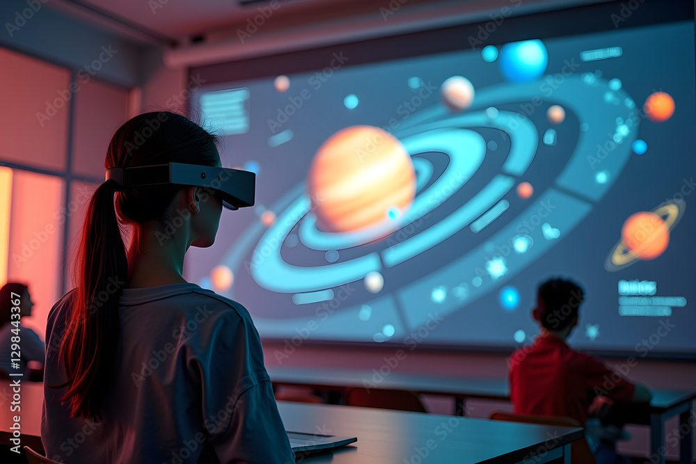 Creative image of Educational AR Experience, AR glasses, looking at a ...