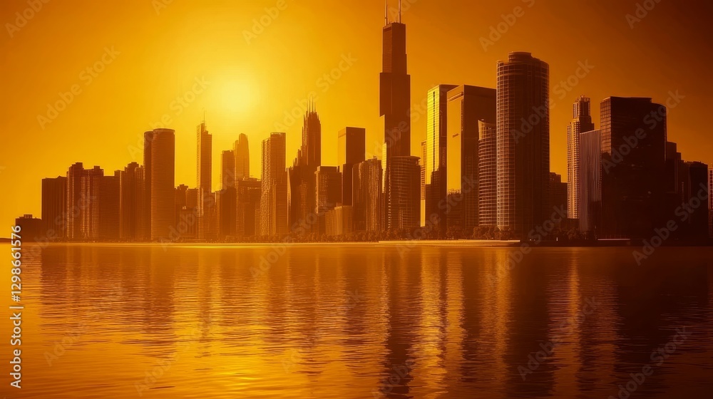 Global warming concept with high temperature heatwave affecting city in ...