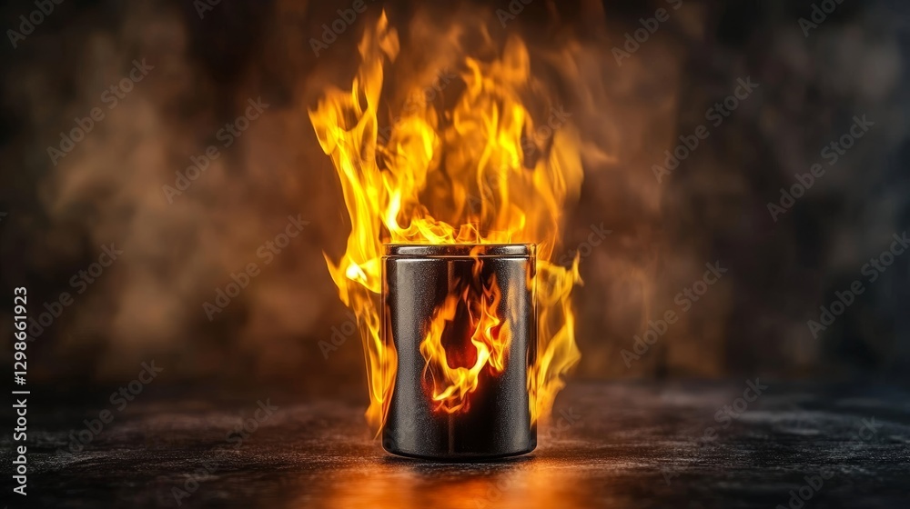 Stock-Foto „Lithium battery danger of overheating, burning, and ...