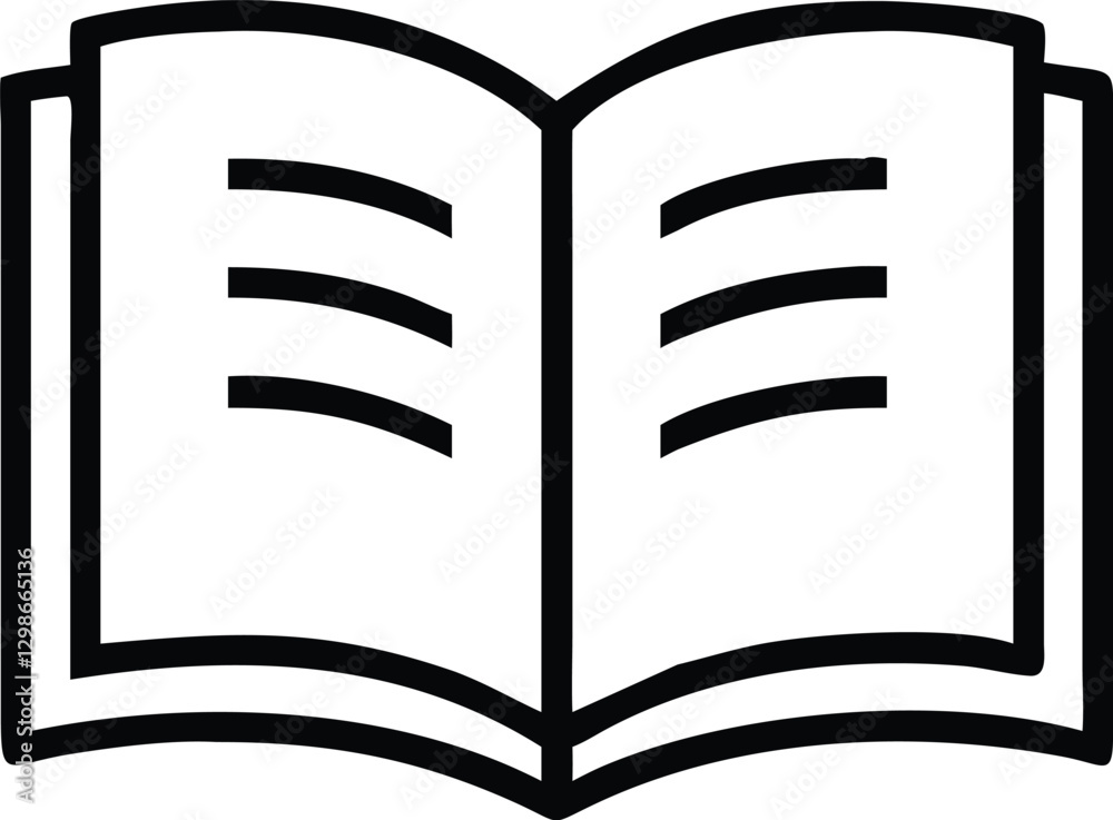 Open Book Line Art Illustration Stock Vector | Adobe Stock