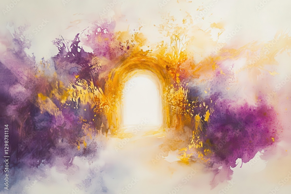 christ's resurrection depicted in vibrant watercolor splashes of gold ...