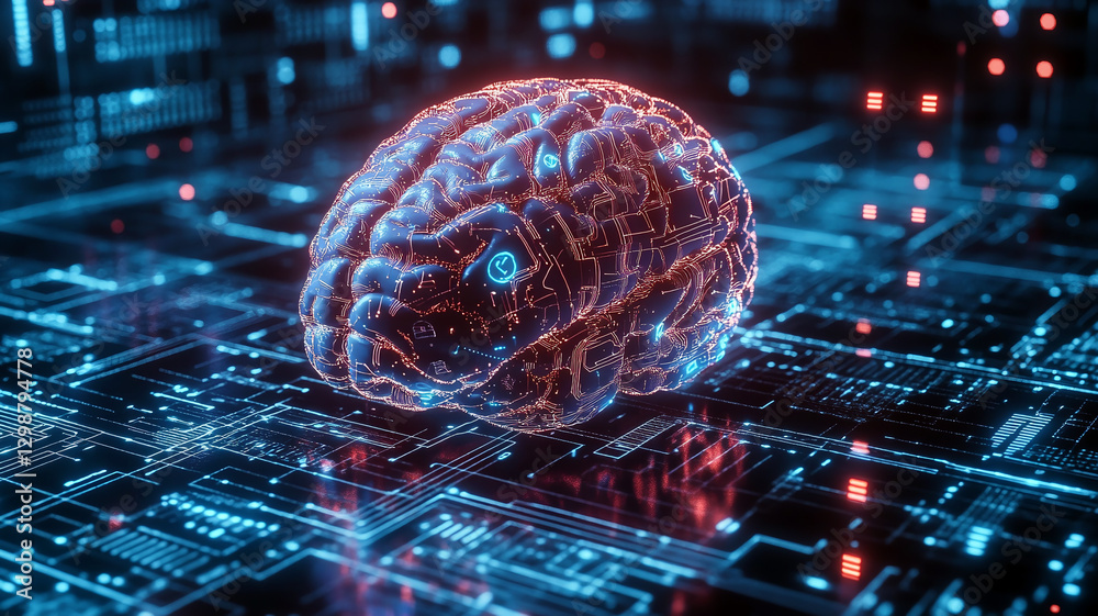 Human brain showing Intelligent thinking processing through the concept of a neural network ...