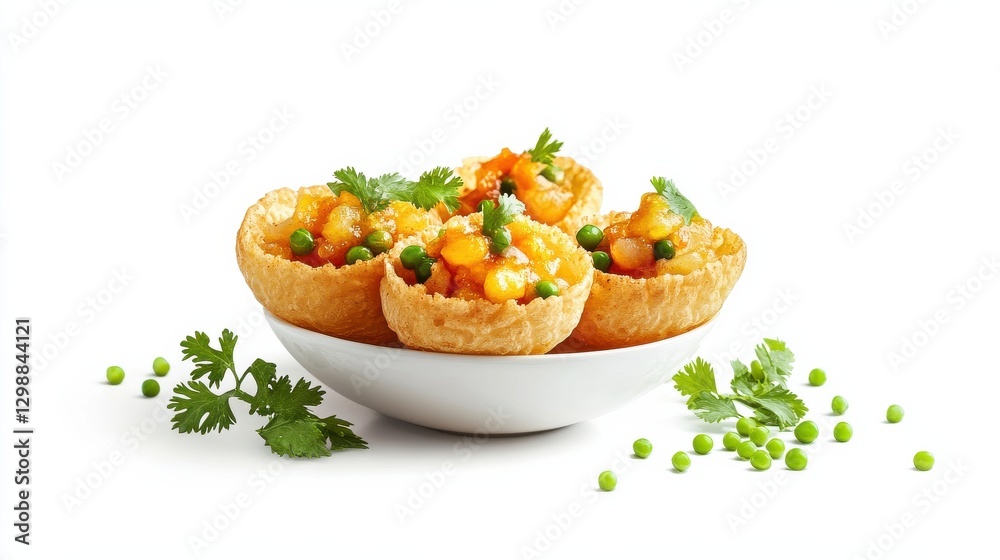 Pani Puri Indian Dish with Crispy Bread Stock Illustration | Adobe Stock