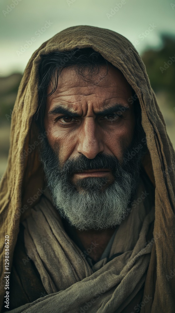 Portrait of the prophet Jonah, known for being swallowed by a large ...