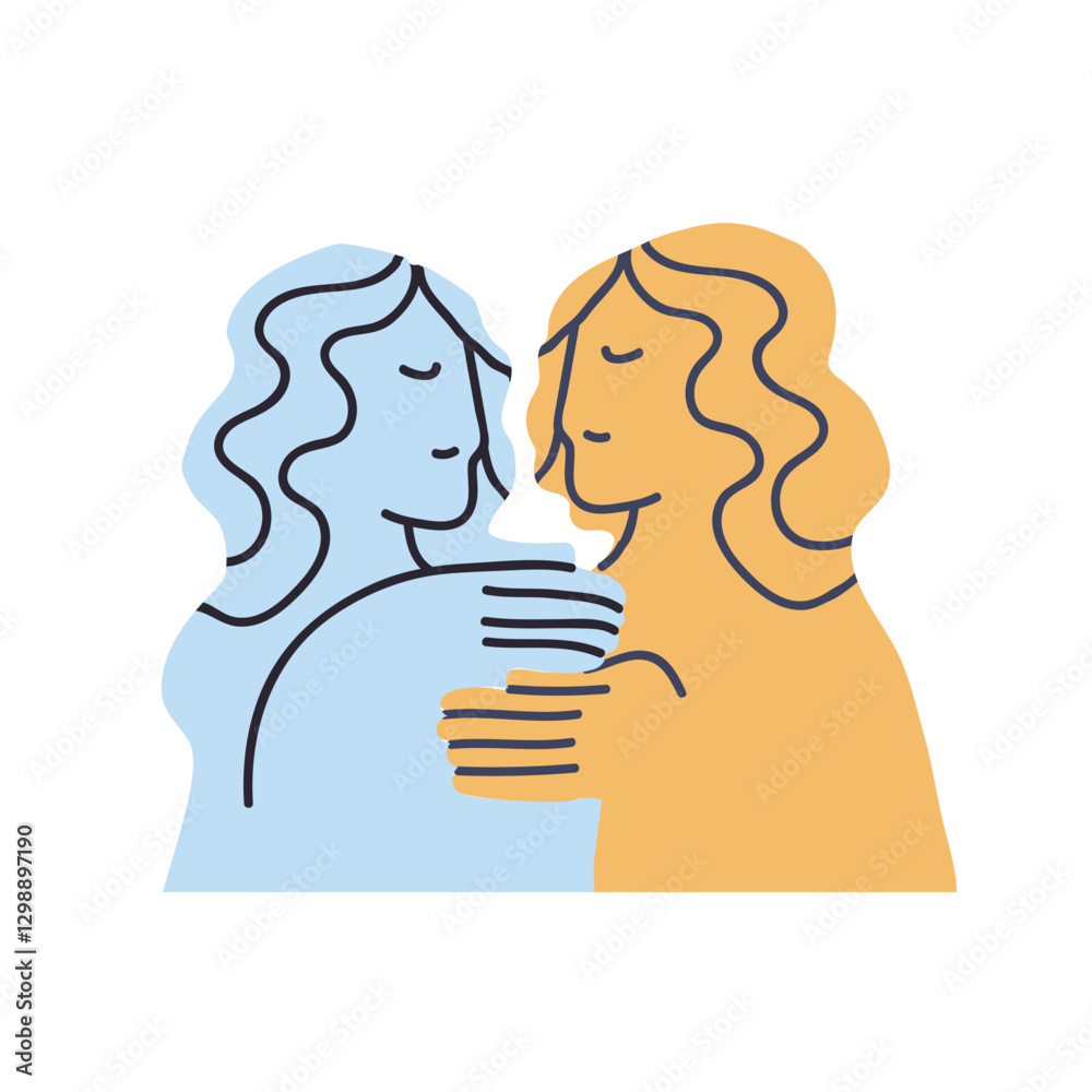 Twins, two sisters, or brothers. Female, male couple, women, men ...