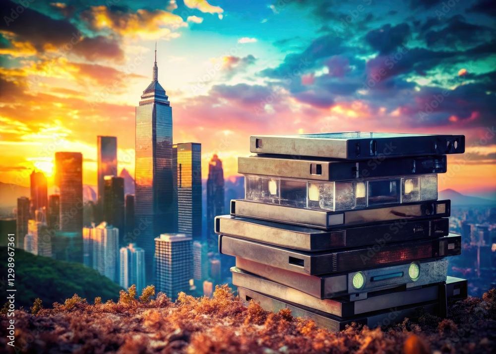 Retro VHS Tapes Double Exposure Photography - Vintage Tech Background ...