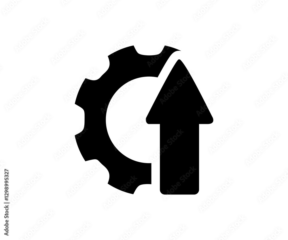 Gear arrow icon. Gear with an upward arrow, improvement icon. Symbol of ...