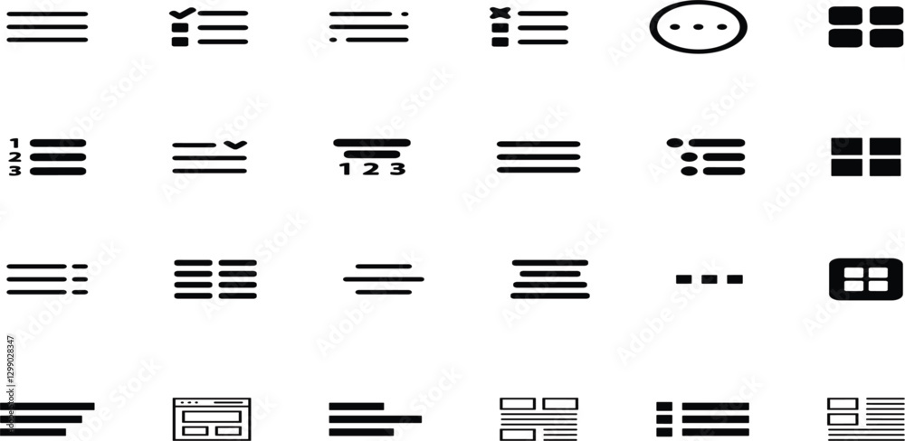 hamburger menu vector set, three line menu icon, UI symbol, user interface vector symbols ...