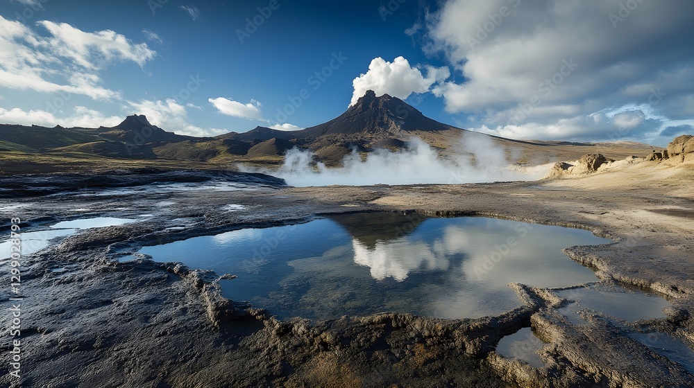 Volcanic Terrain with Towering Obsidian Spires and Iridescent Azure ...