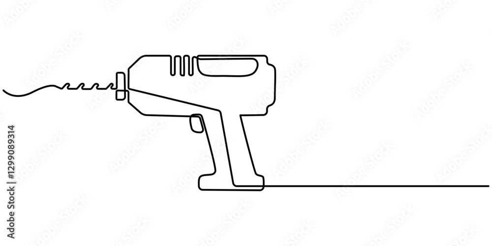 Continuous Line Drawing of Cordless Drill Icon. Hand Drawn Symbol ...