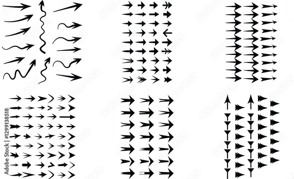 Arrow Vector Graphics: Hand Drawn, Straight, and Uniform Arrows for ...