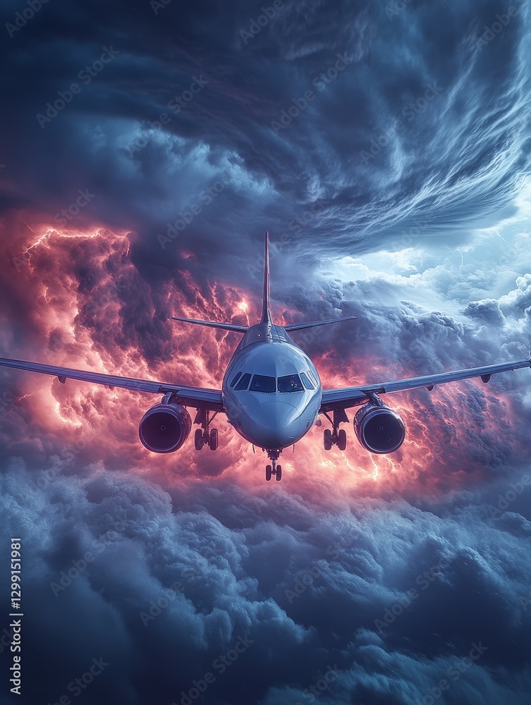 Stormy Weather Flight: Passenger Airplane Navigates Big Clouds and ...