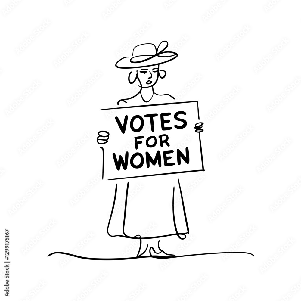Women's Rights Movement Suffragette Protest Art Line Drawing ...