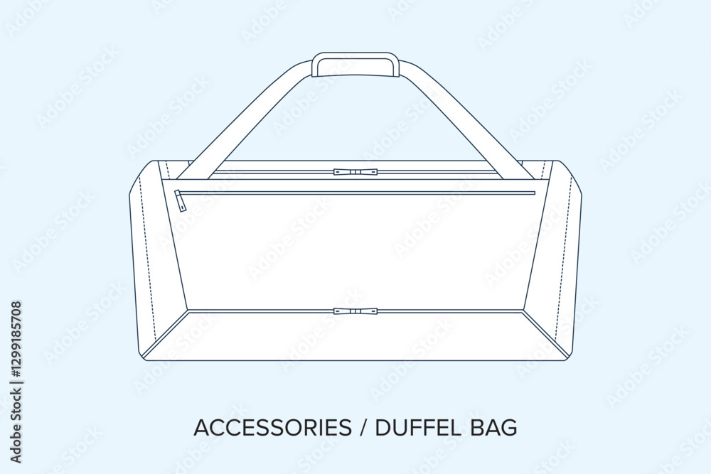 Blank Duffel Bag Technical Drawing, Accessory Blueprint for Fashion ...