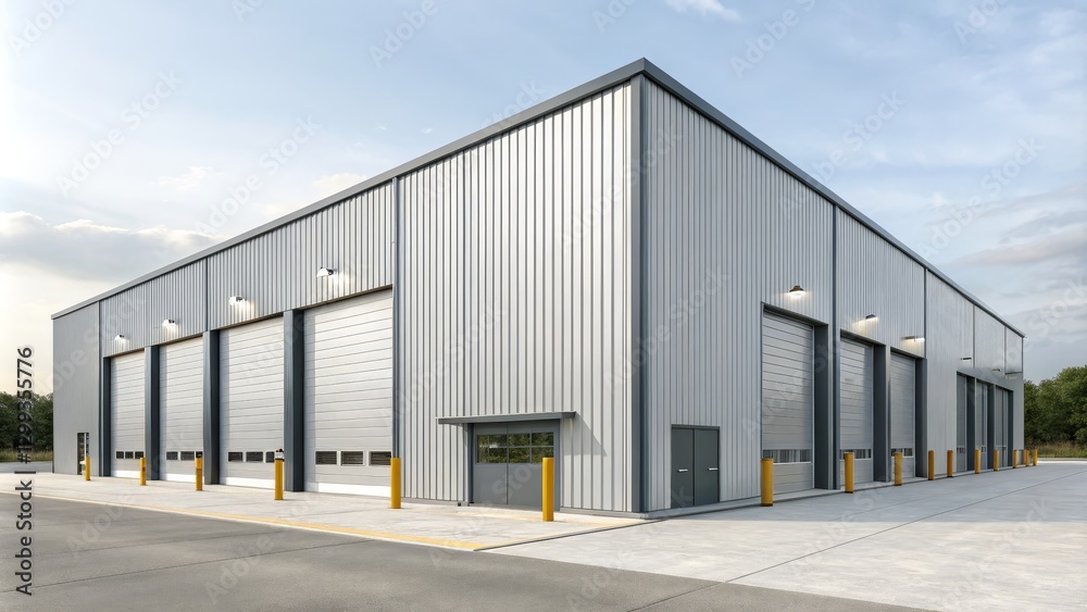 Modern Industrial Building Architectural Rendering of Gray Metal-Clad ...