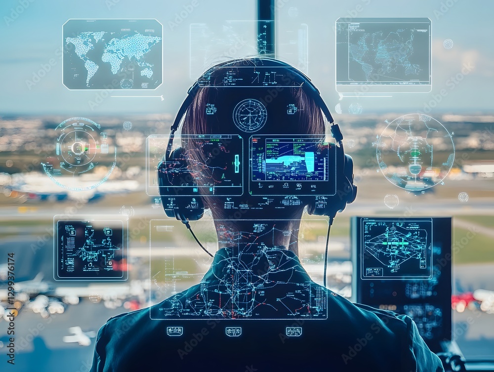 Futuristic AI powered Cockpit Interface with Global Monitoring System ...