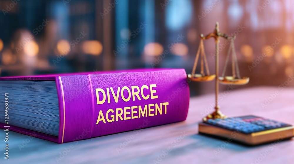 Symbolic representation of a divorce process with a purple folder ...