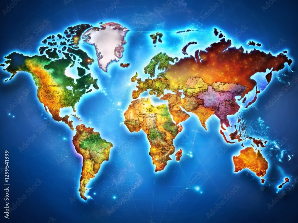 Global Time Zones: Detailed World Map with Country Names - Conceptual ...