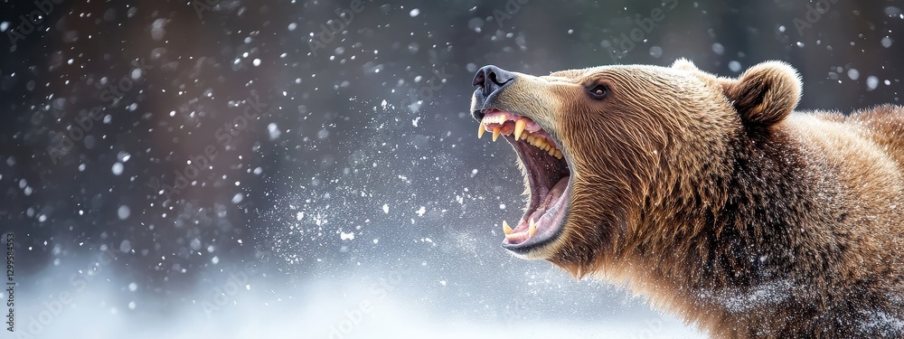 bear grizzly attack brown animal angry head wildlife mouth anger. black ...