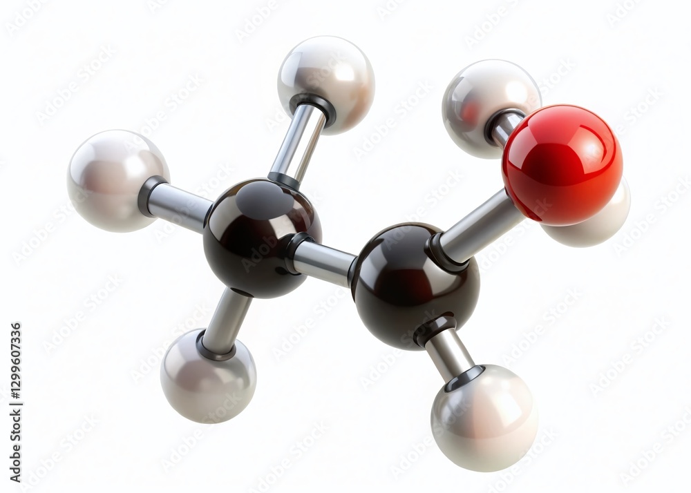 Methanol Molecule 3D Model: Isolated Van der Waals Structure of Methyl Alcohol Stock ...