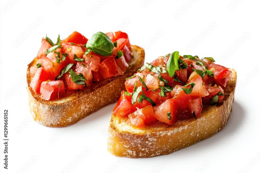 Classic bruschetta appetizer with fresh tomatoes basil herbs italian ...